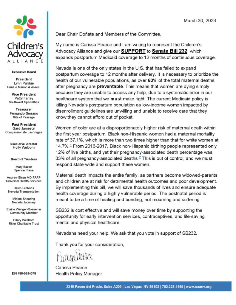 Advocacy and Action – Children's Advocacy Alliance of Nevada